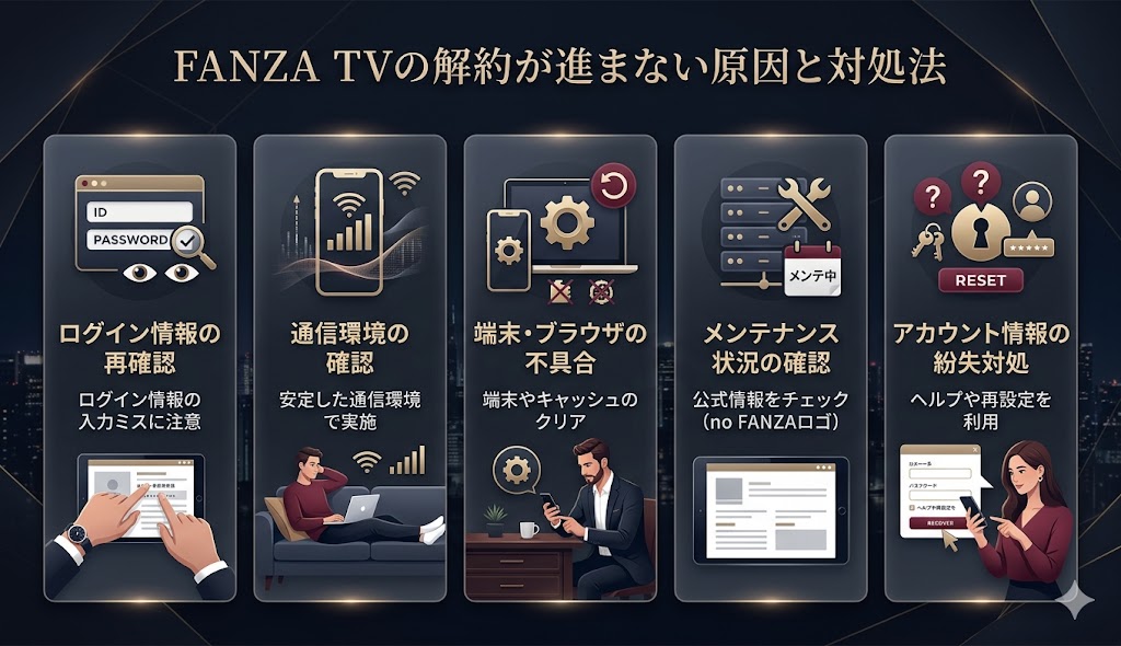 【図解】FANZA TVの解約手順まとめ！解約できない原因も解説